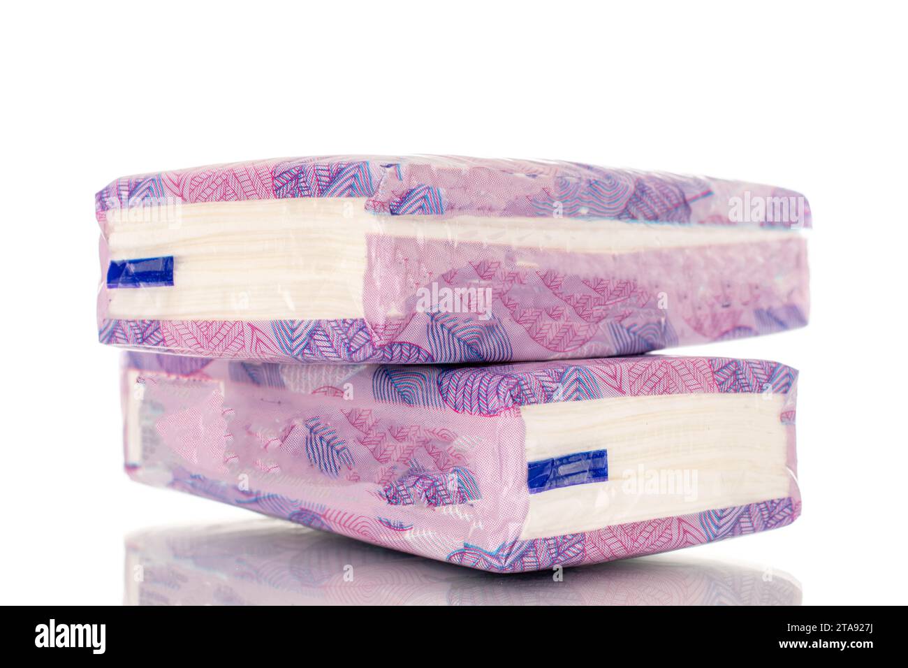 Two packs of paper handkerchiefs, close-up, isolated on white ...