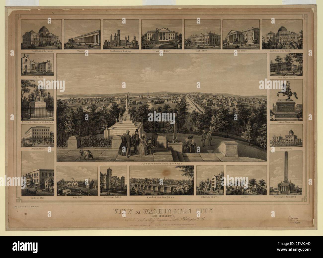 View of Washington City and Georgetown - lith. by E. Weber & Co ...