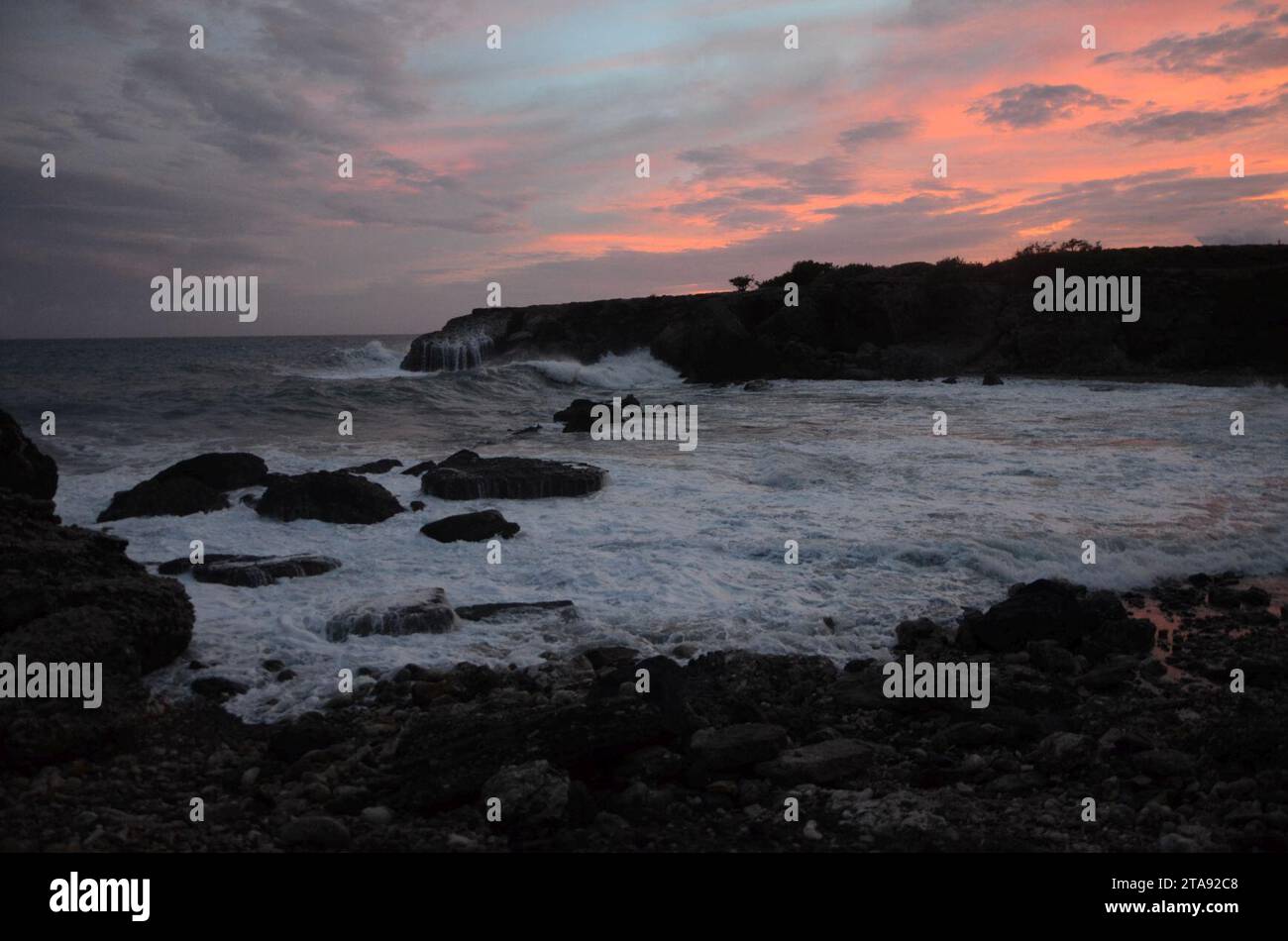 View of waves crashing into Cable Beach at Naval Station Guantanamo Bay ...