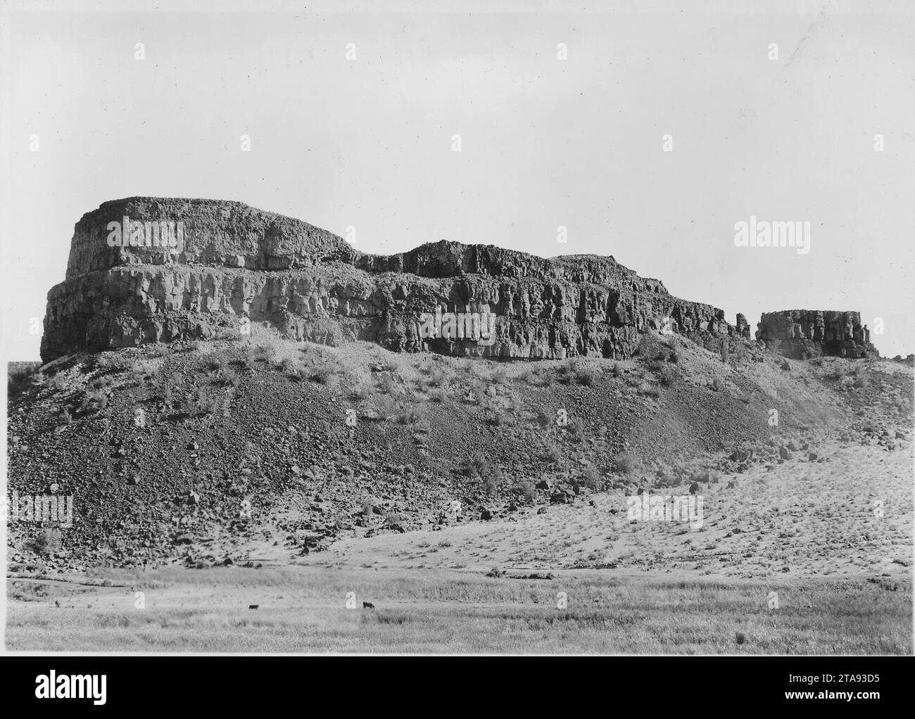 View showing the successive lava flows making up the escarpments of ...