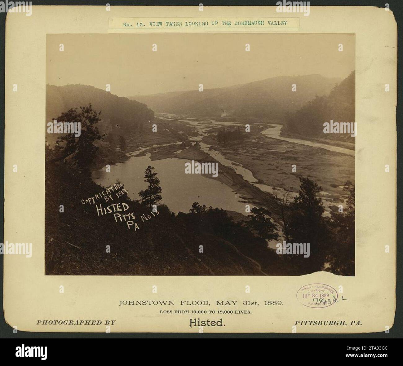View taken looking up the Conemaugh Valley, Johnstown Flood, May 31st ...
