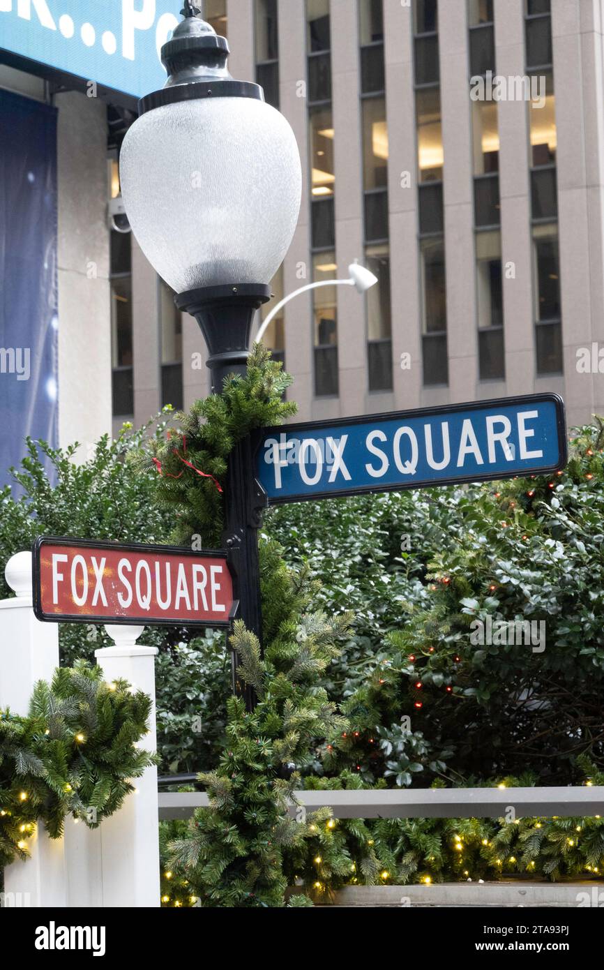 Holiday Christmas tree and Decorations on Sixth Avenue at Fox Square ...