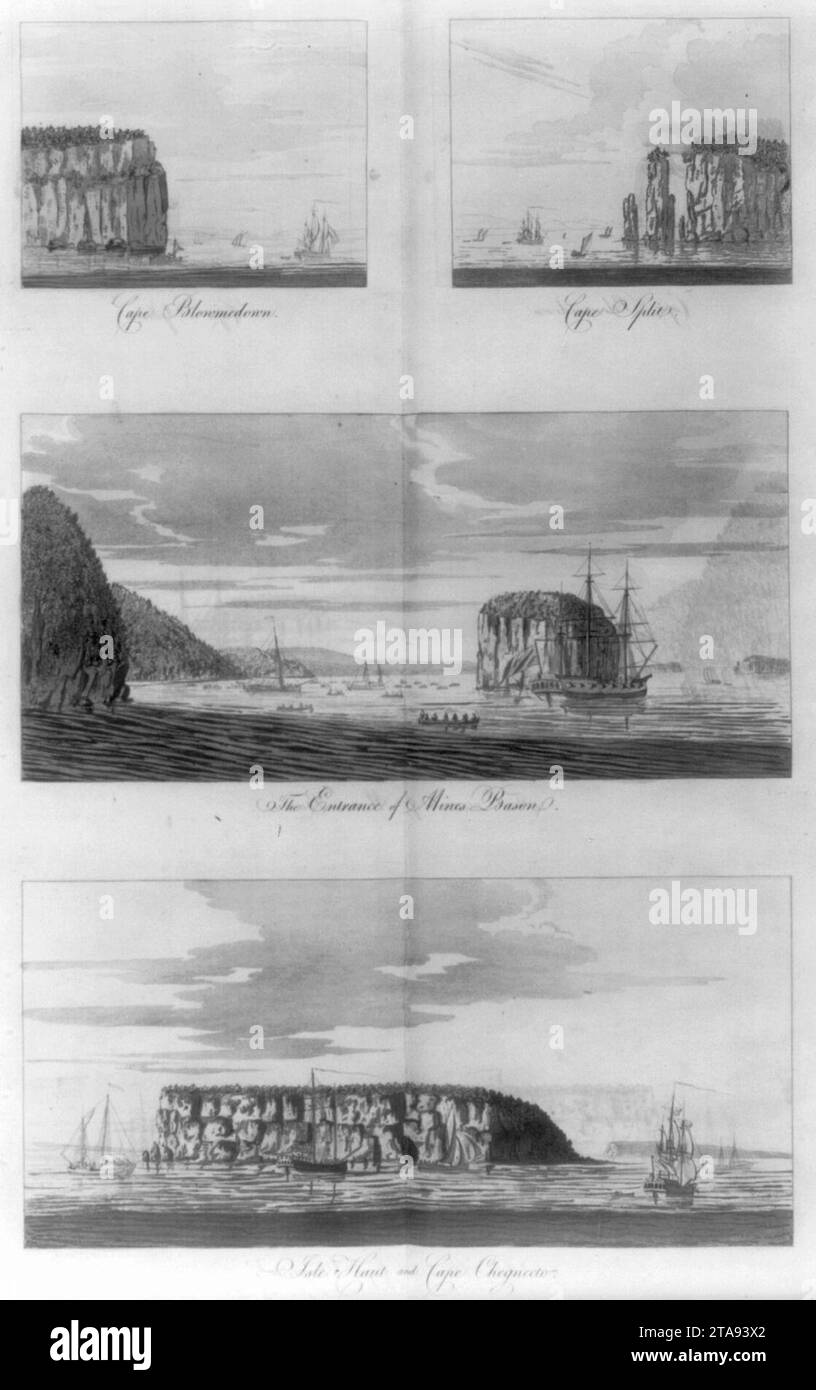 Views from offshore of islands, cliffs, and capes in the Bay of Fundy ...