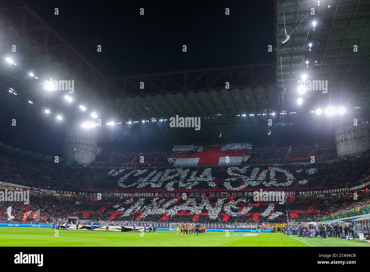 AC Milan supporters seen during the UEFA Champions League 2023/24 Group ...