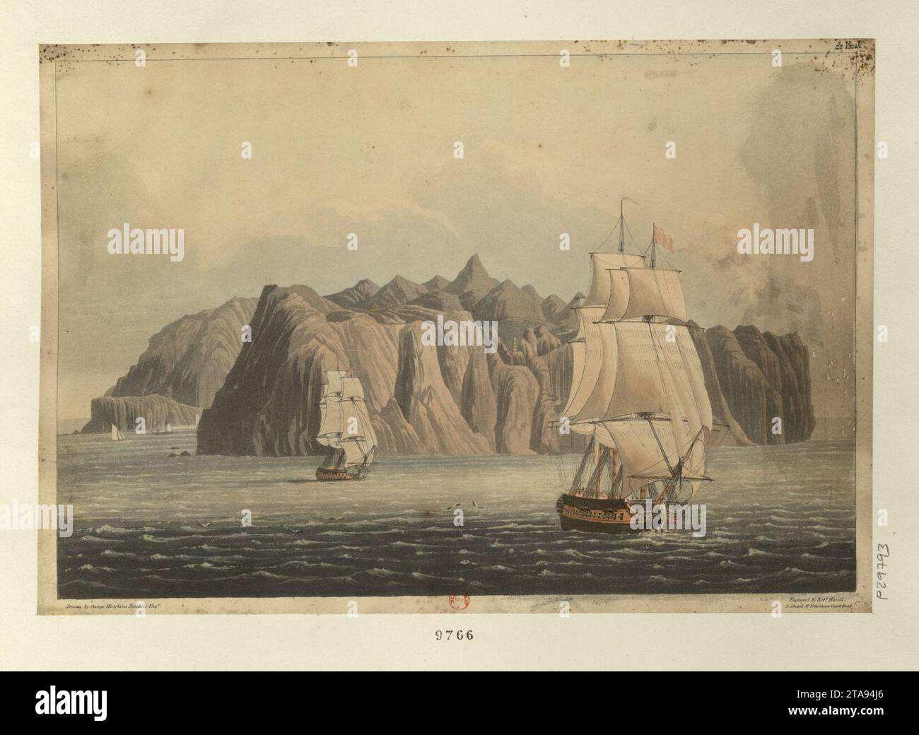 Views of St Helena 1. St Helena, taken from Sea. Coloured aquatint ...
