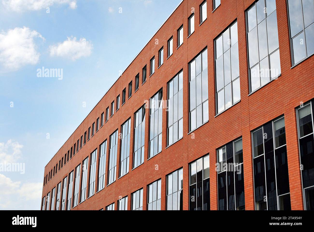Modern office building in the city with windows and steel and aluminum ...