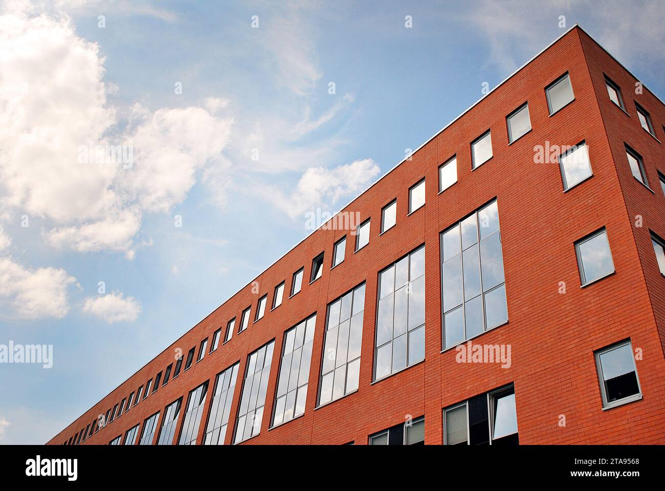 Modern office building in the city with windows and steel and aluminum ...