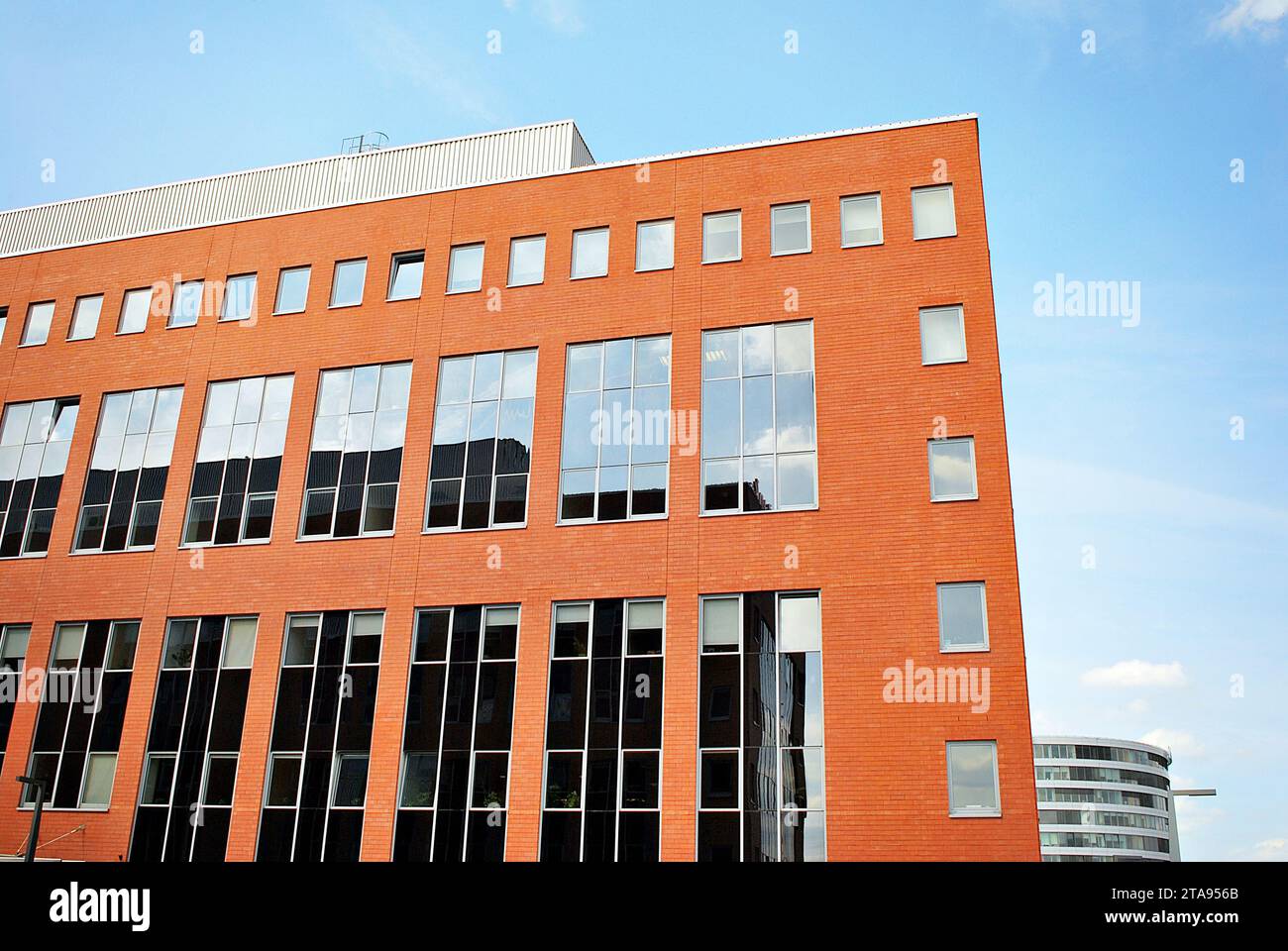Modern office building in the city with windows and steel and aluminum ...