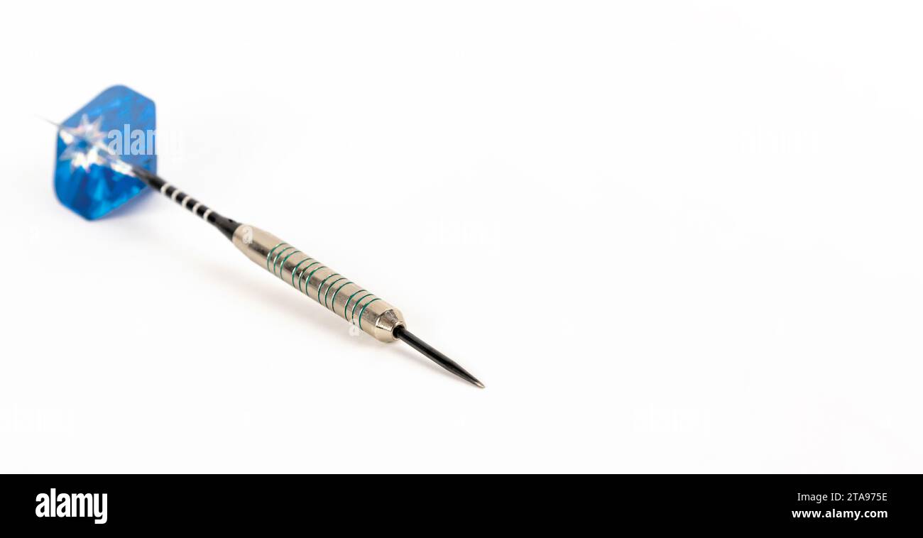 Blue darts isolated on white background. An interesting game with ...
