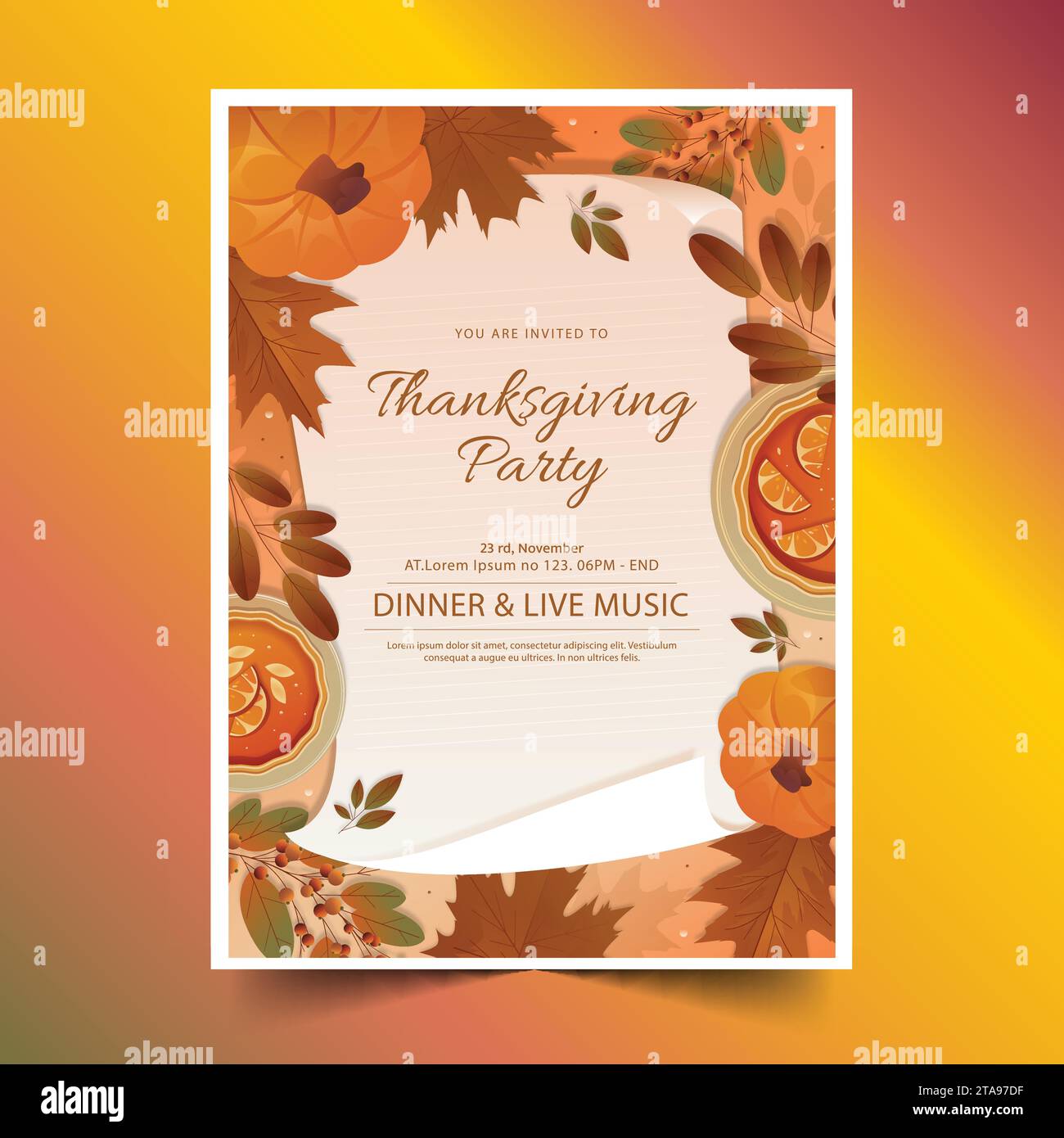 gradient thanksgiving flyer invitation design vector illustration Stock Vector Image & Art - Alamy
