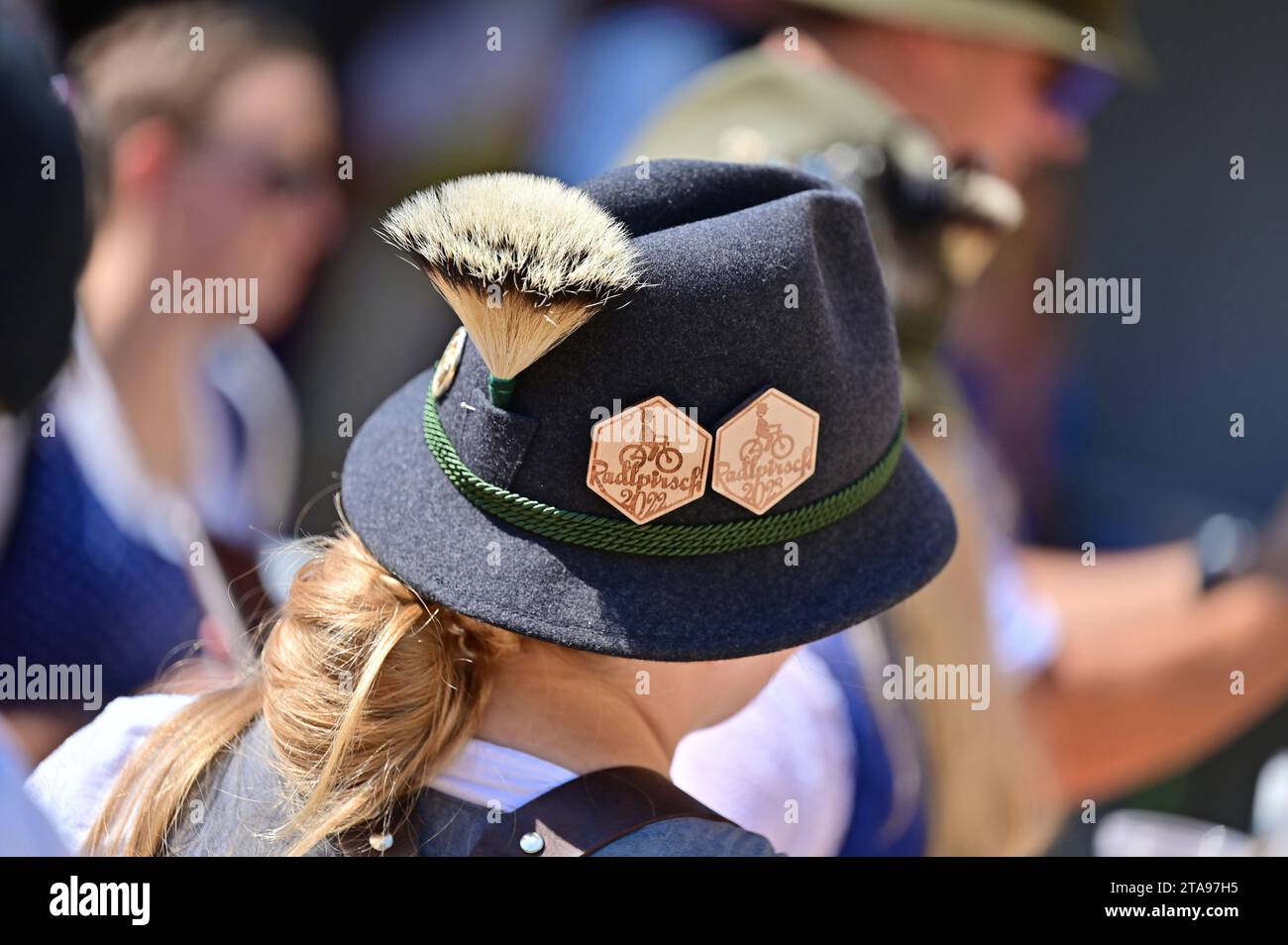 A typical hat with a chamois beard in the Salzkammergut (Bad Goisern ...