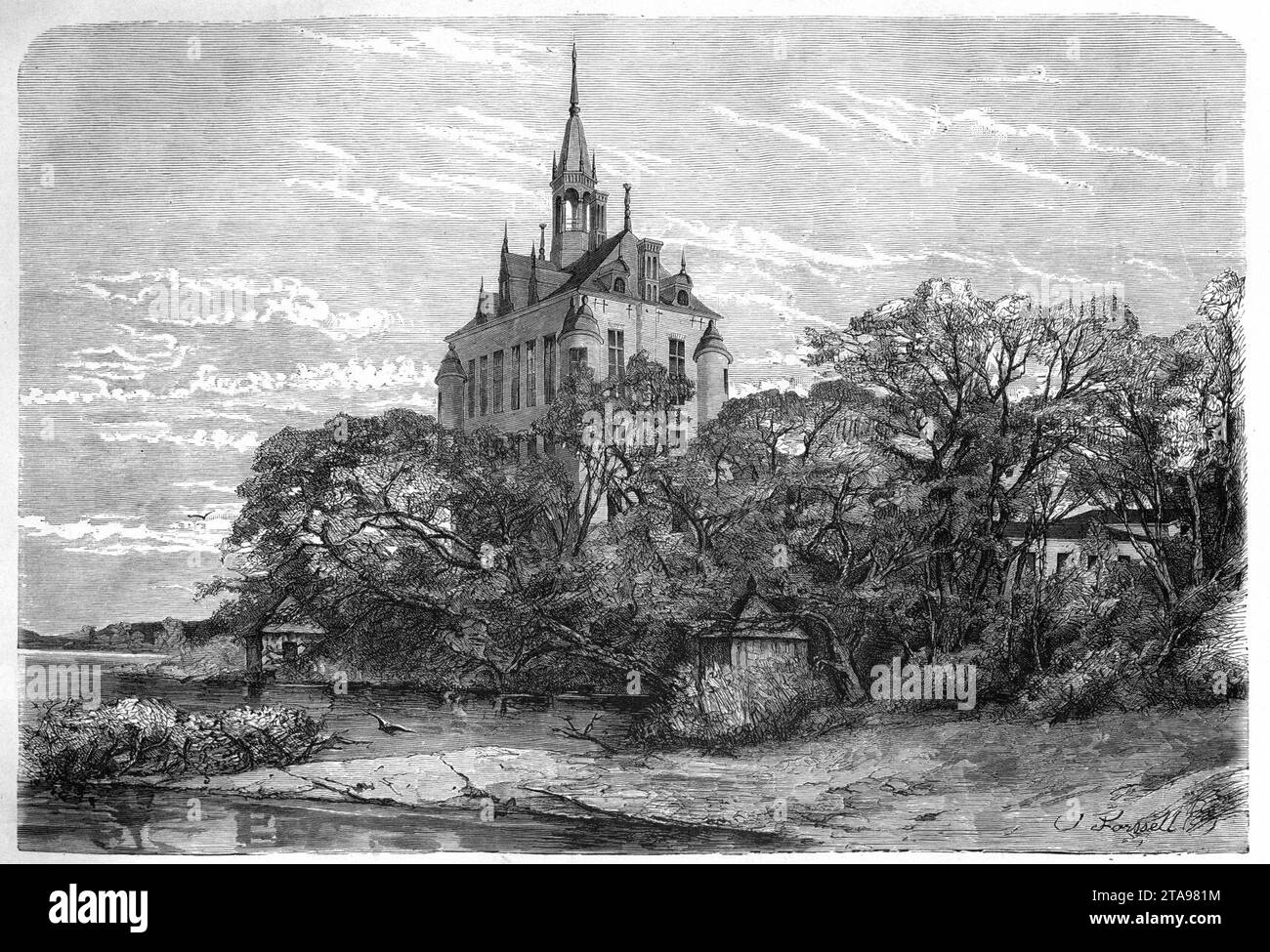 Viks slott 1877 Stock Photo - Alamy