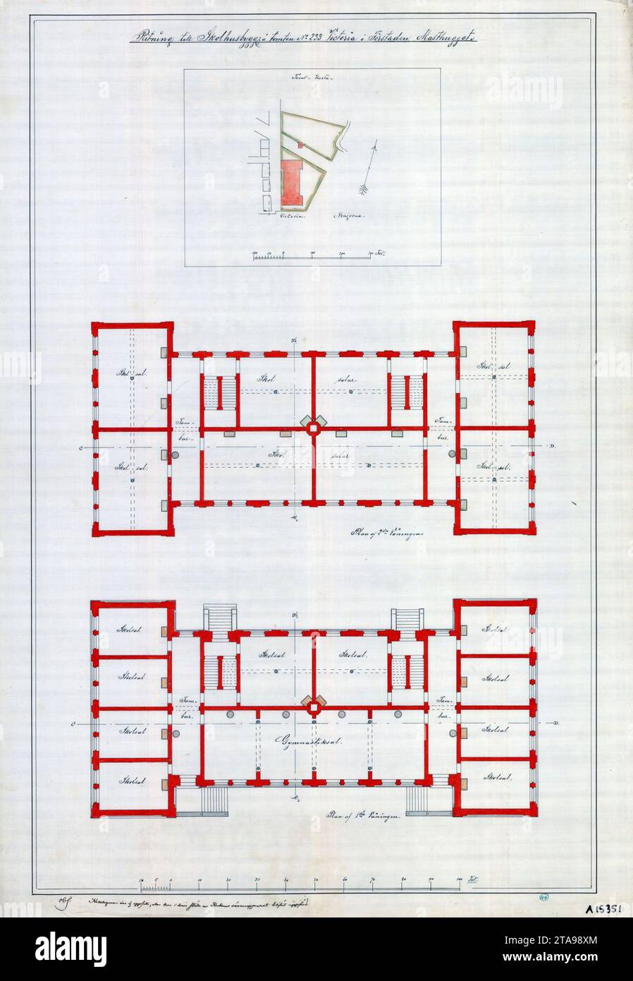 Viktoriaskolan (ritning 15351 Stock Photo - Alamy