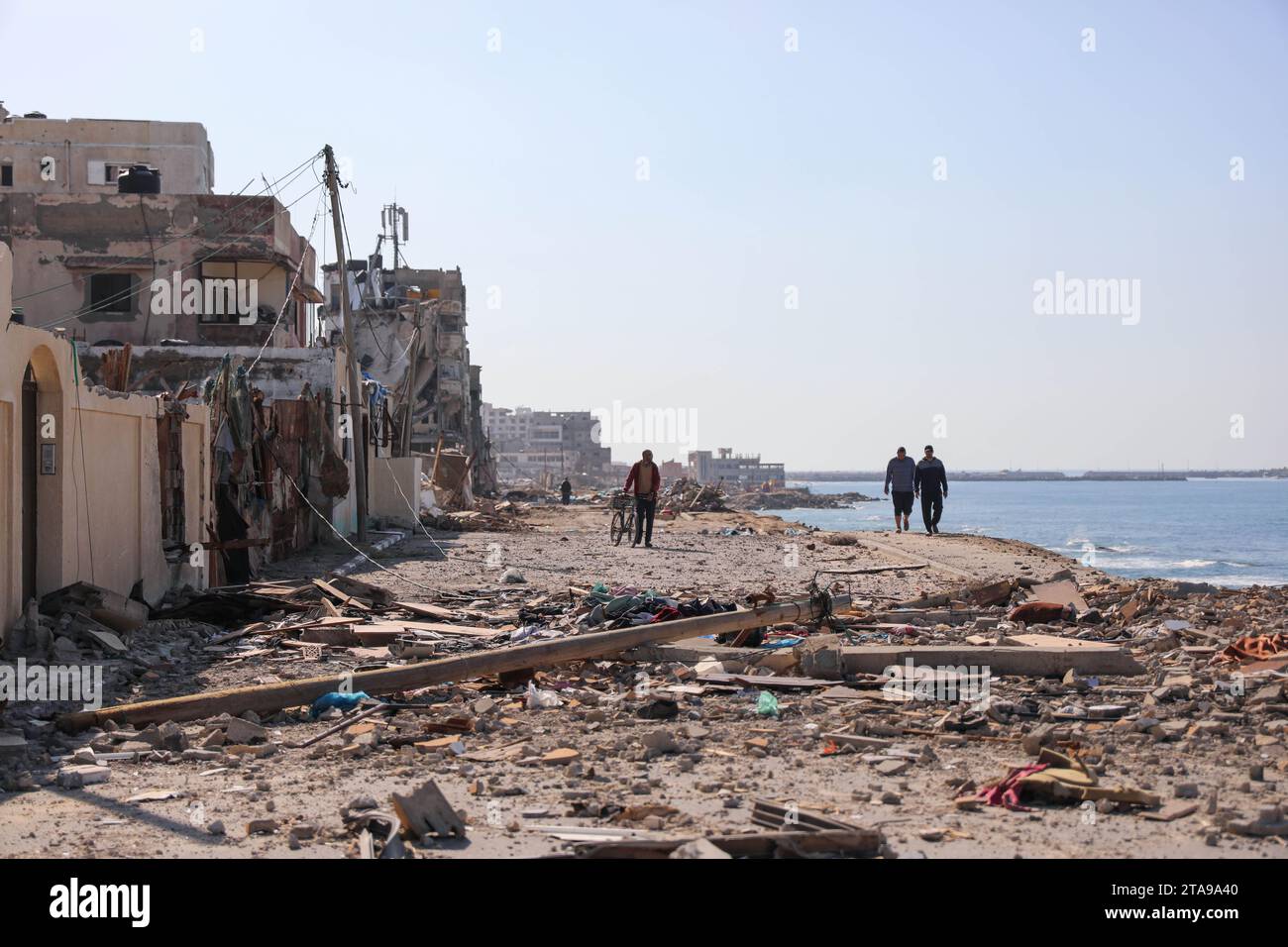 Gaza. 29th Nov, 2023. Photo taken on Nov. 29, 2023 shows the scene of ...