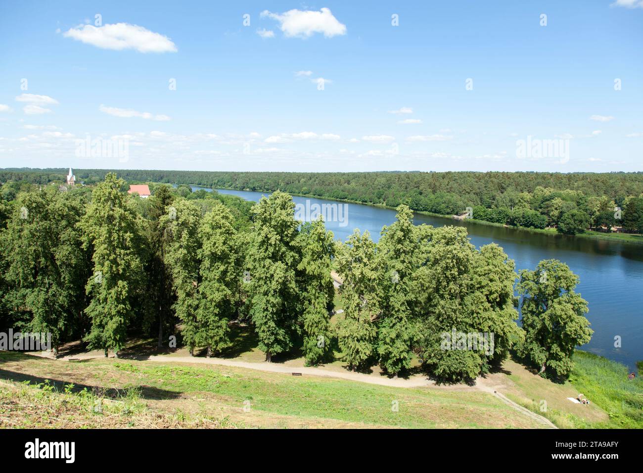 The Summer view of Neman River and Birstonas resort town park ...