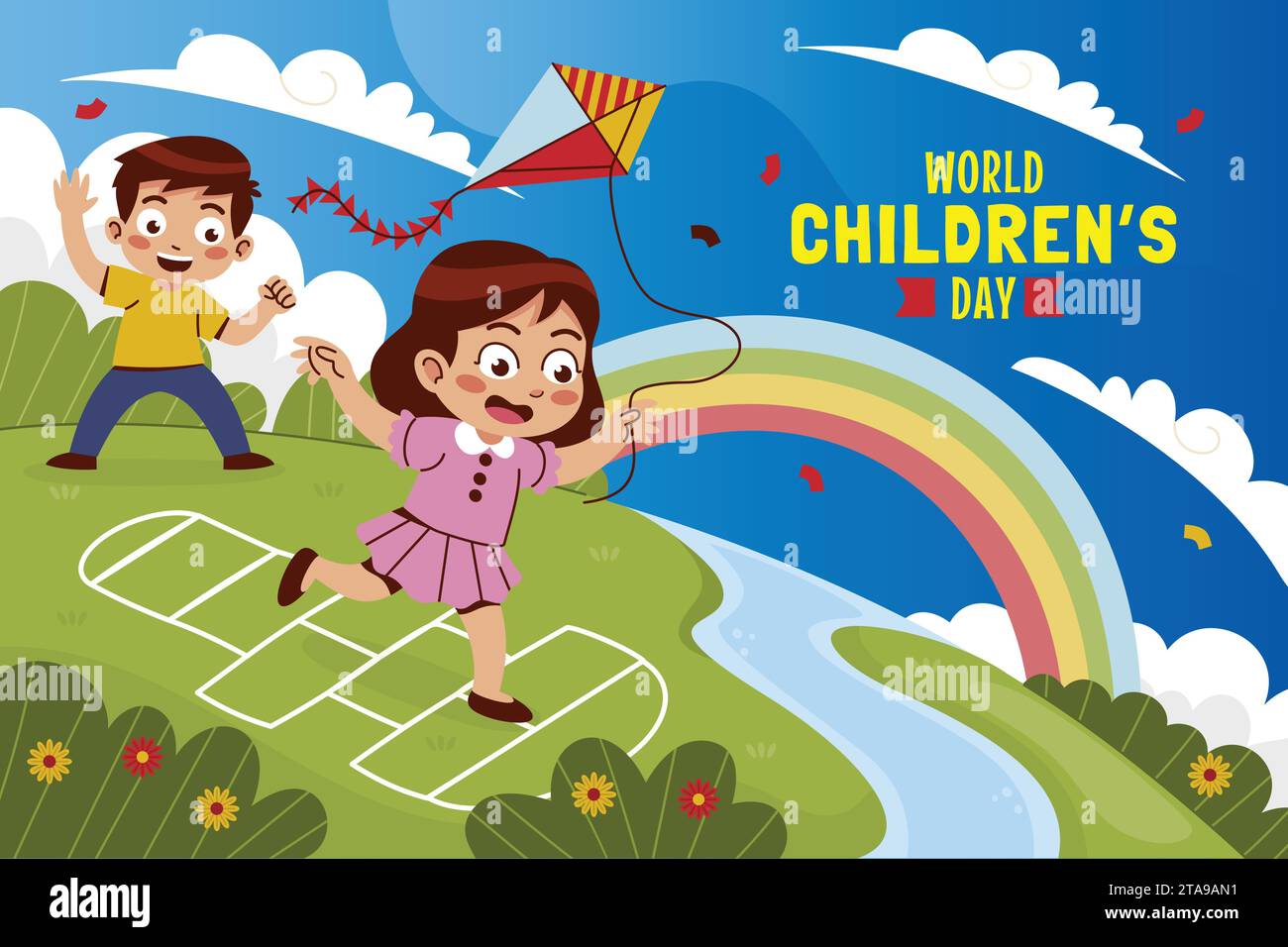 flat background world children s day celebration design vector ...