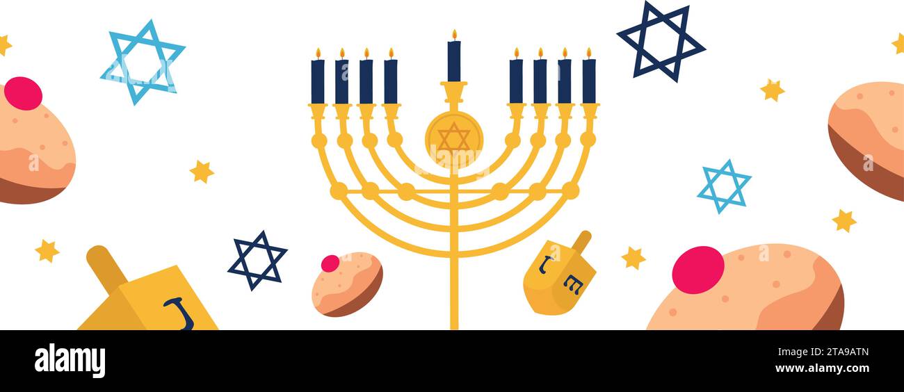 hanukkah frame with menorah and donuts Stock Vector Image & Art - Alamy