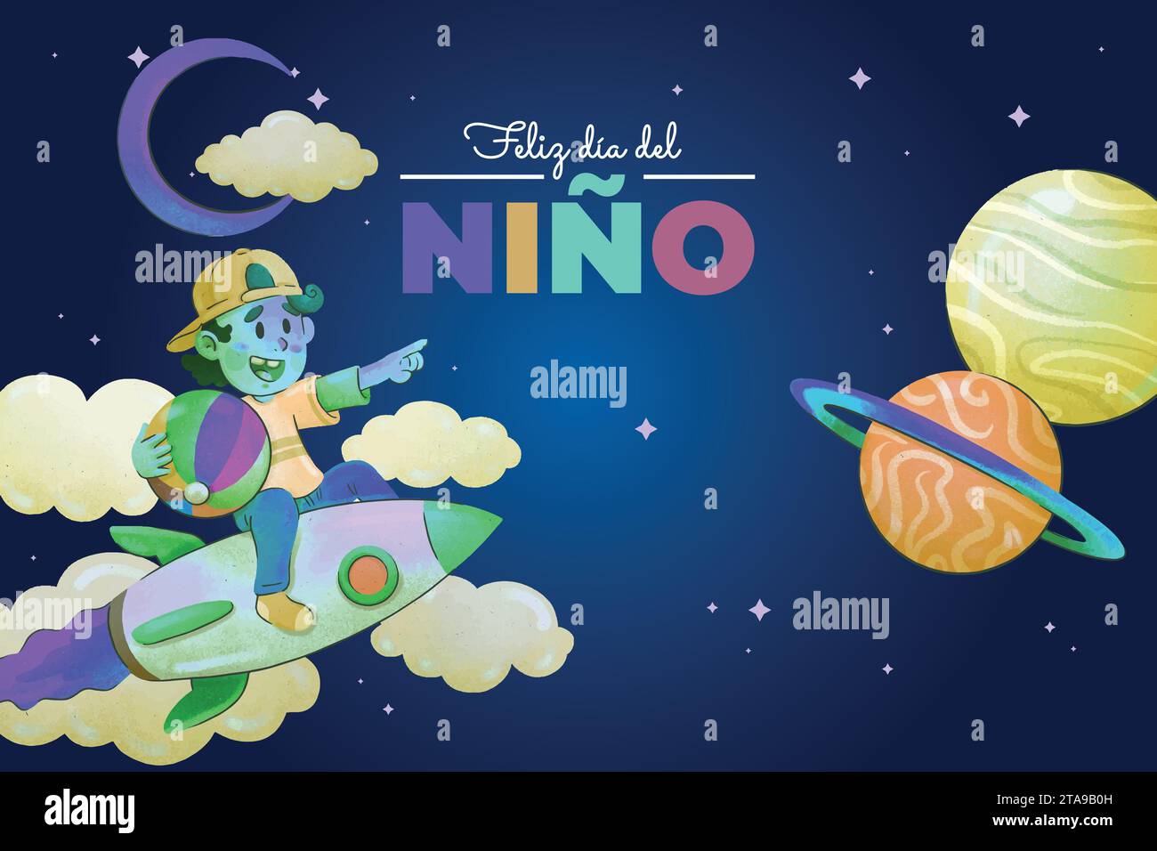 watercolor children s day spanish background design vector illustration ...