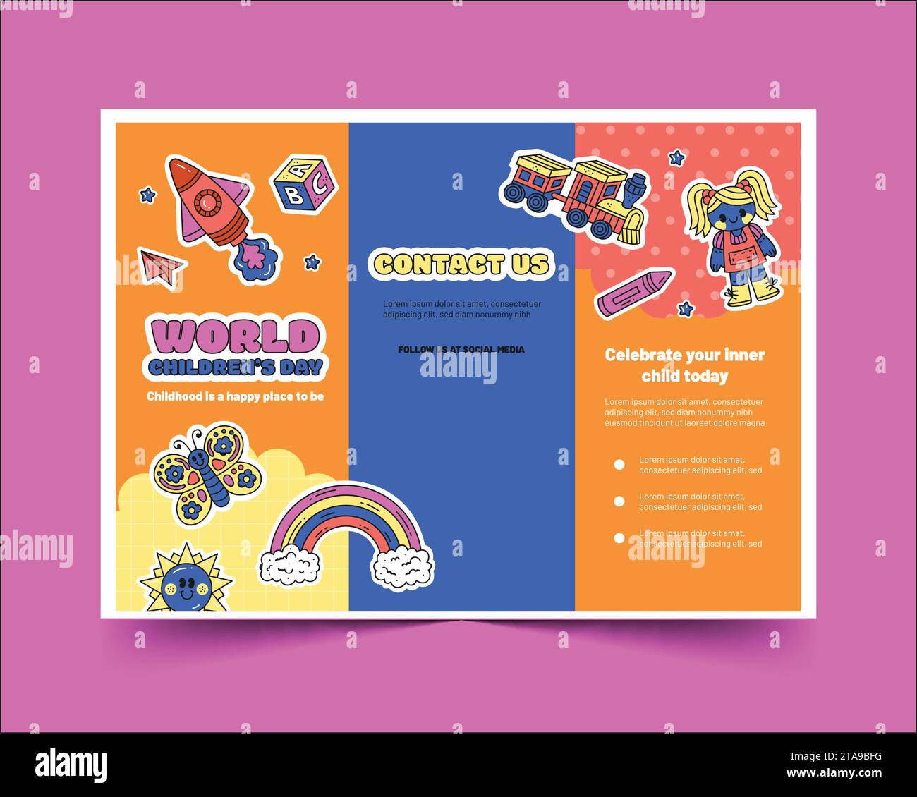hand drawn brochure template international children s day celebration ...