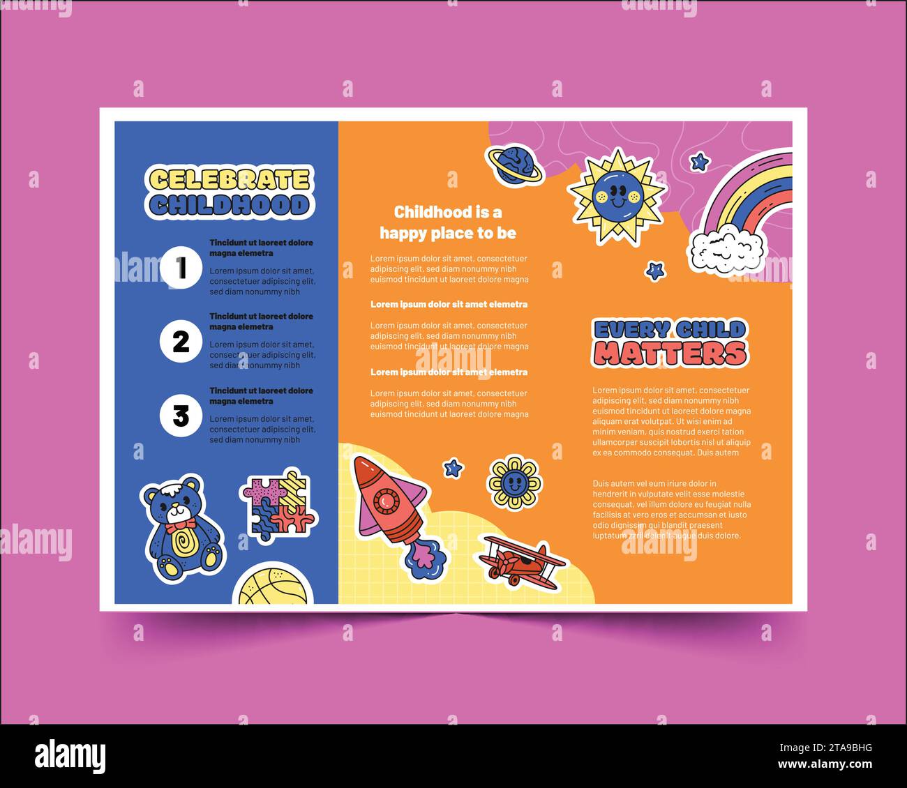 hand drawn brochure template international children s day celebration ...