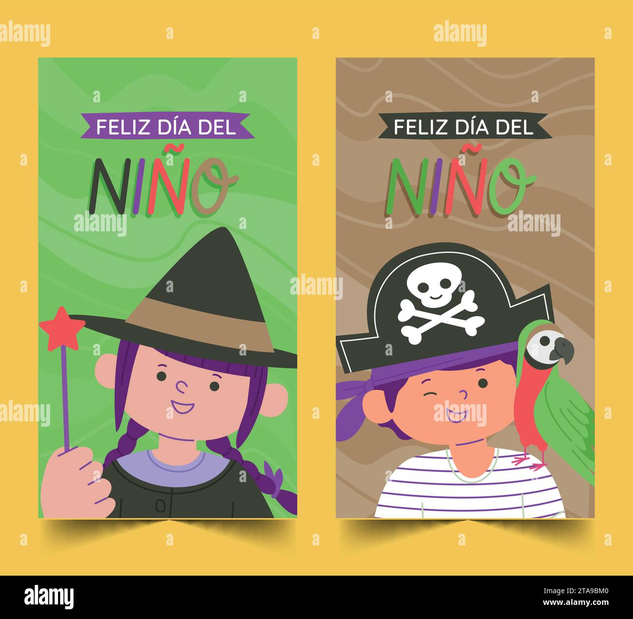 flat greeting cards collection children s day celebration spanish ...