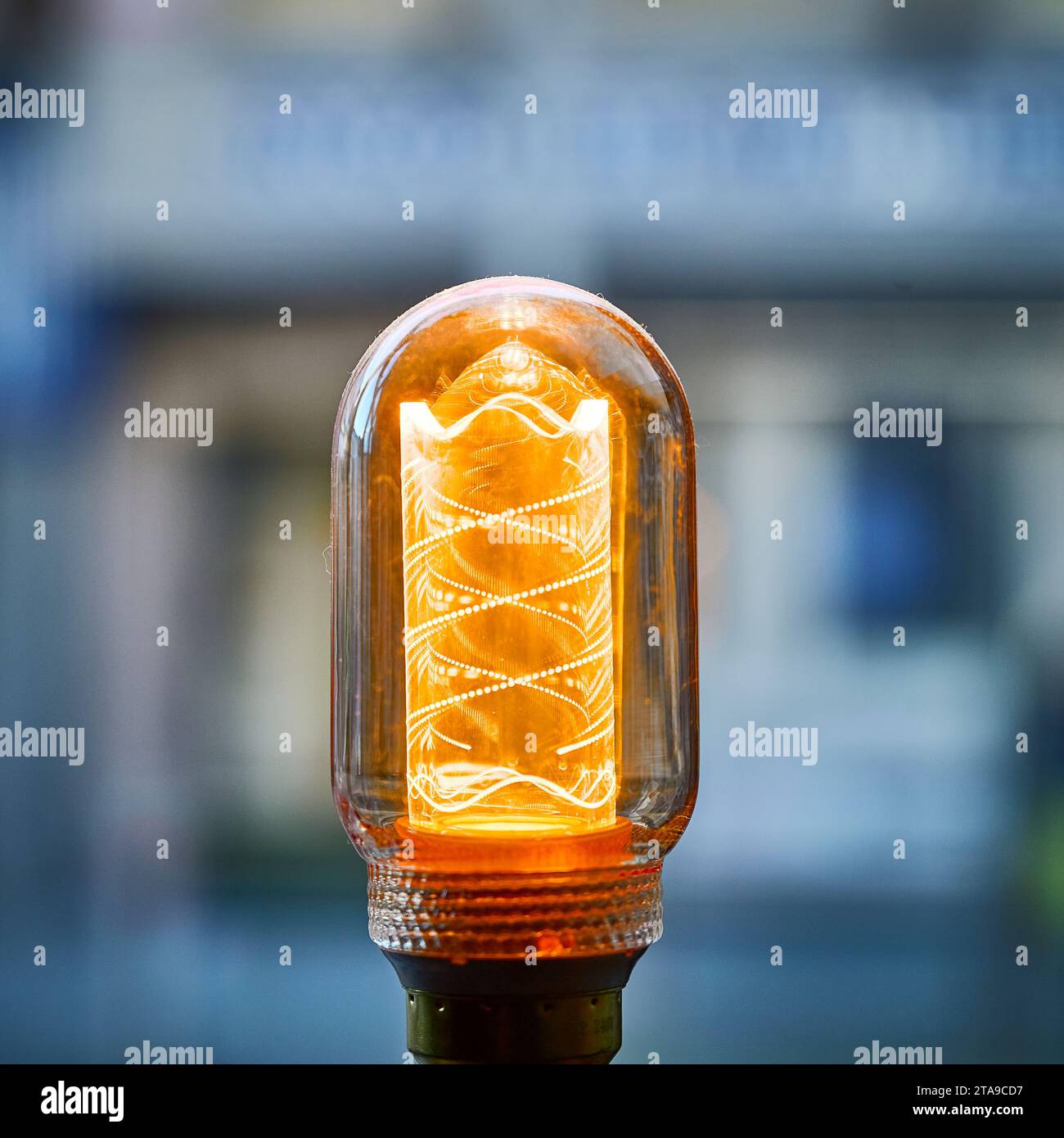 Small electric light bulb in window Stock Photo - Alamy