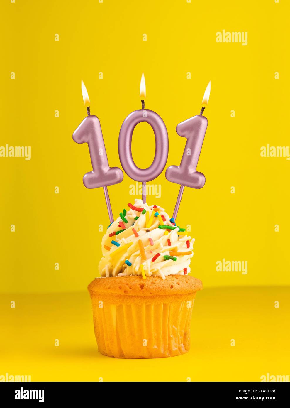 Birthday candle number 101 - Invitation card with yellow background ...