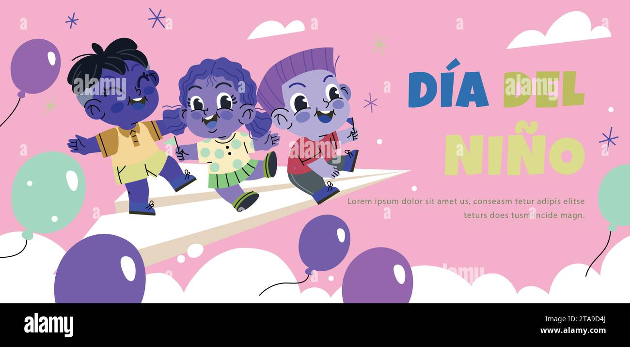 horizontal banner template childrens day celebration spanish design ...
