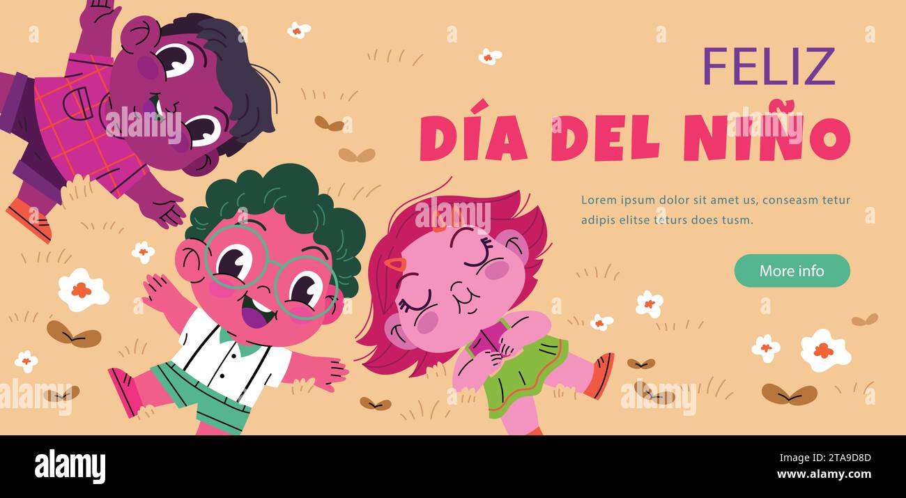 horizontal banner template childrens day celebration spanish design ...