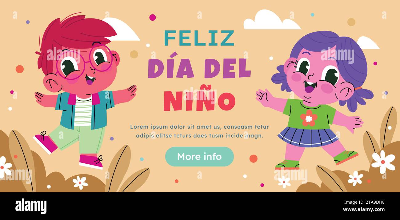horizontal banner template childrens day celebration spanish design ...