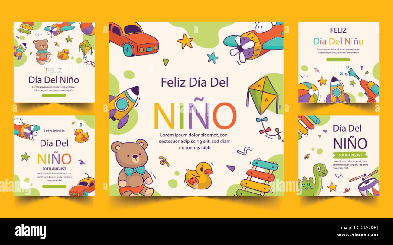 banners collection childrens day celebration spanish design vector ...