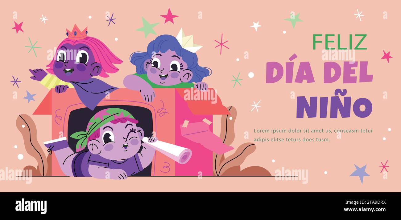 horizontal banner template childrens day celebration spanish design ...