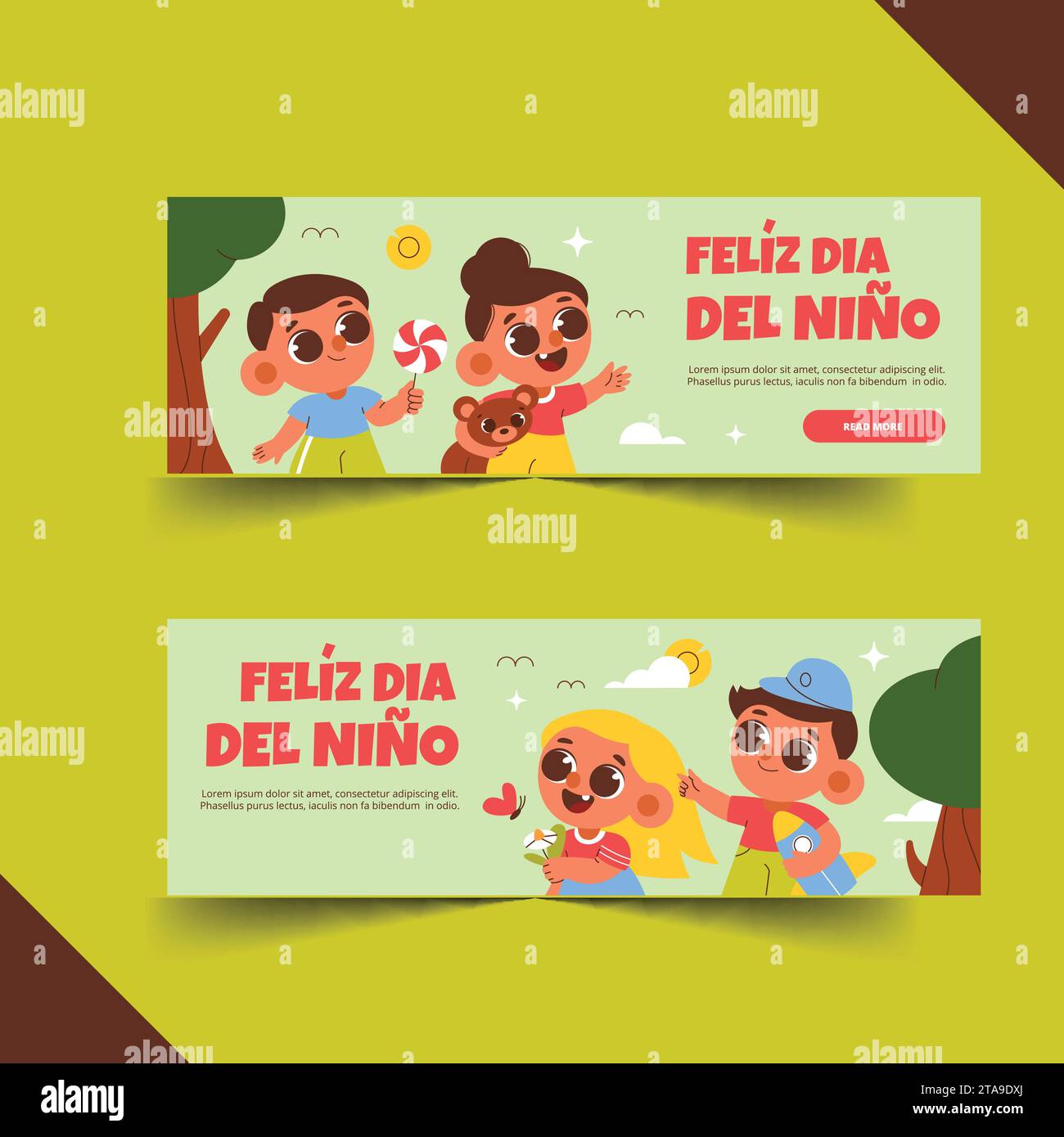 horizontal banner template childrens day celebration spanish design ...