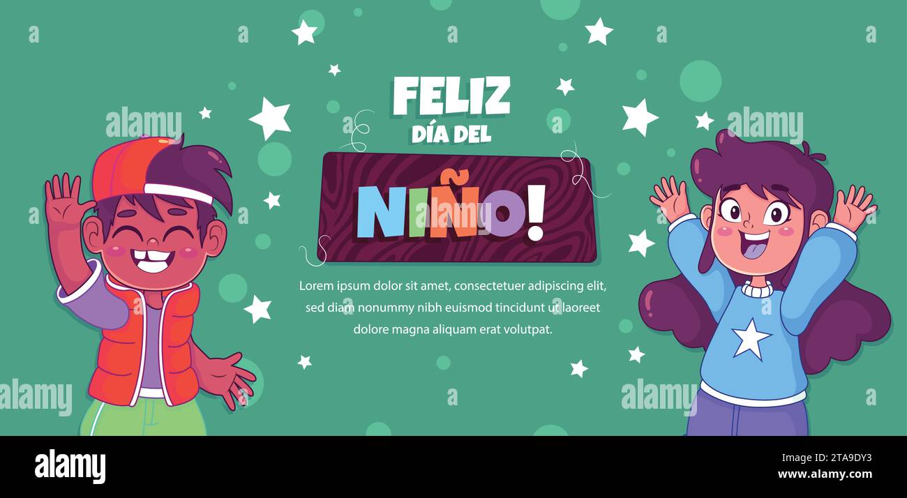 horizontal banner template children s day spanish design vector ...
