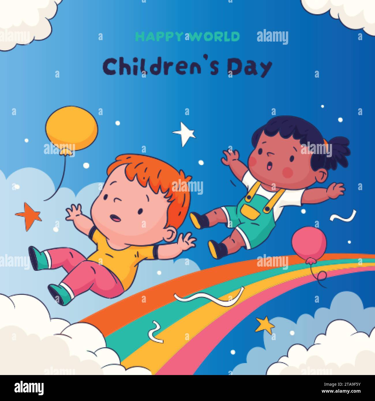 hand drawn world children s day celebration design vector illustration ...