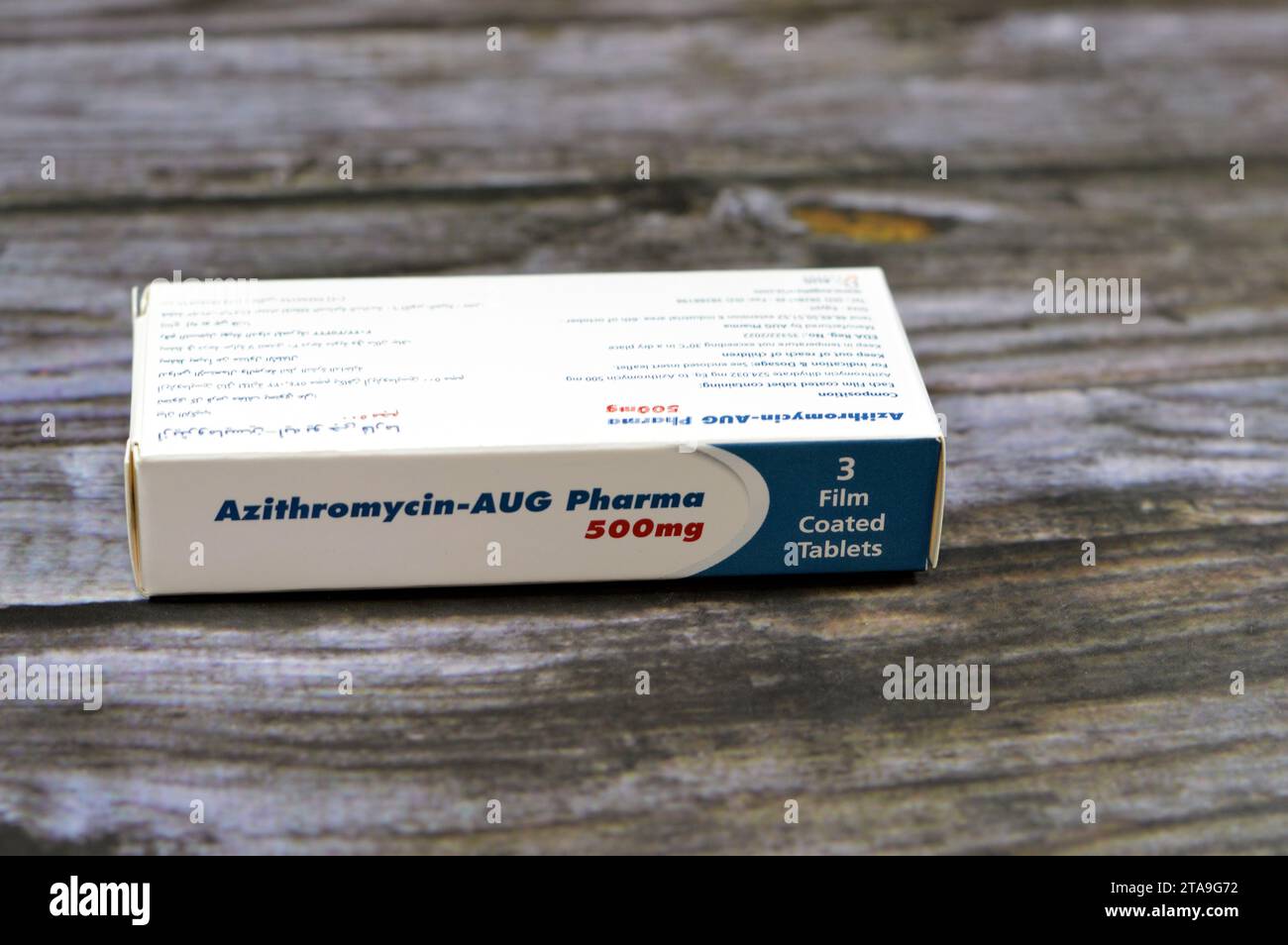 Cairo, Egypt, October 15 2023: Azithromycin 500mg tablets by AUG Pharma ...