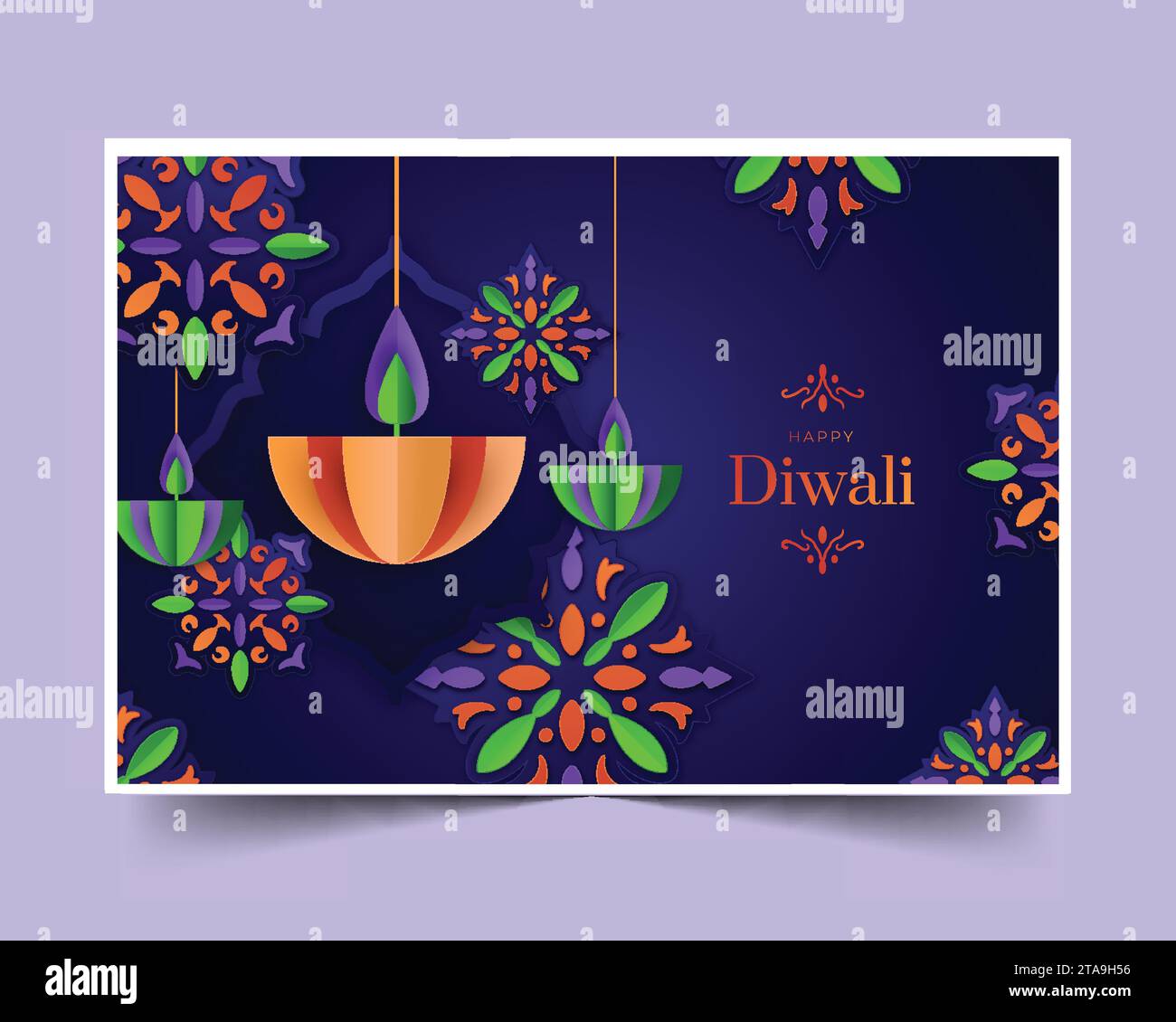 paper style diwali background design vector illustration Stock Vector ...