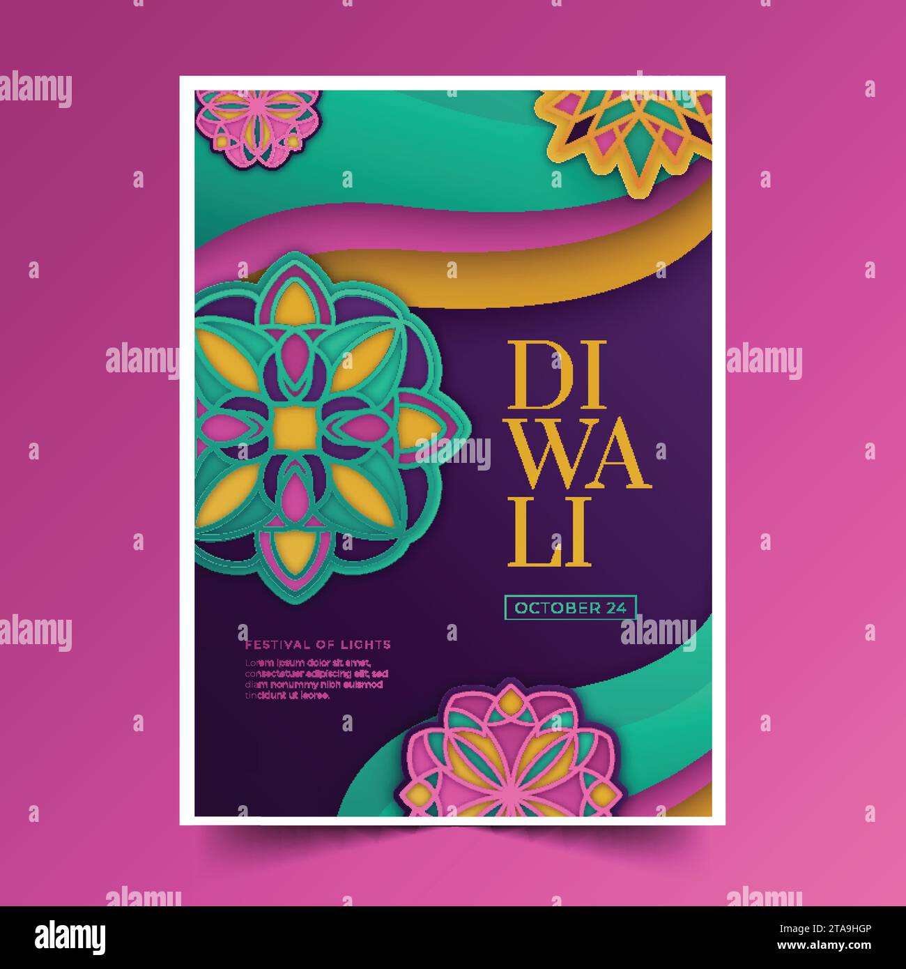 paper style diwali cards collection design vector illustration Stock ...