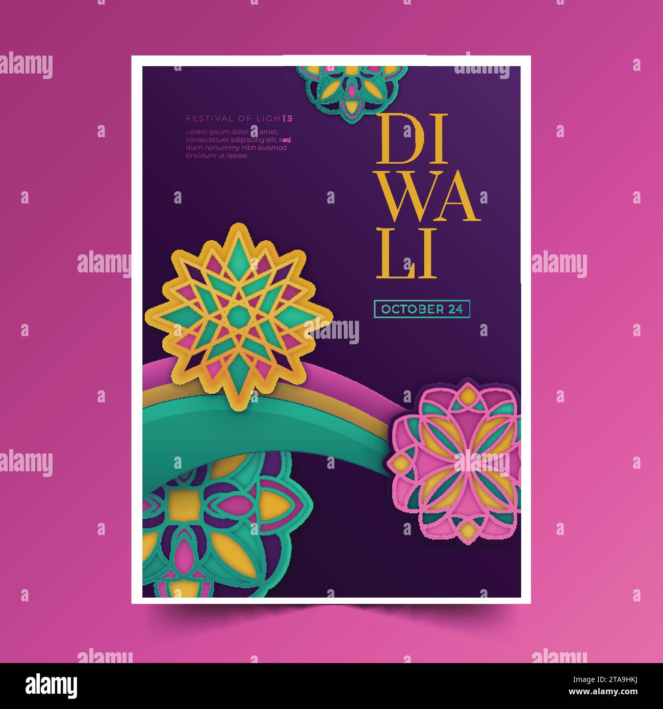 paper style diwali cards collection design vector illustration Stock ...