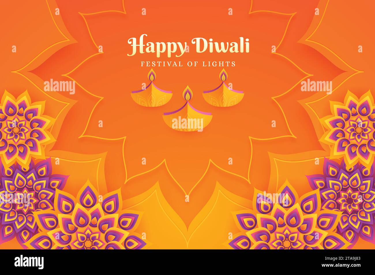 paper style diwali festival background design vector illustration Stock ...
