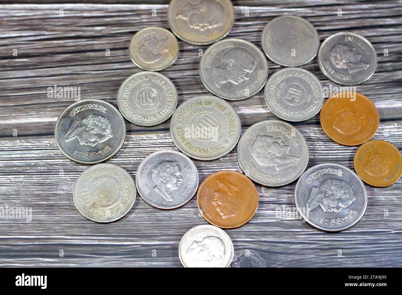 Background of old coins, Jordanian money background of old coins of ...