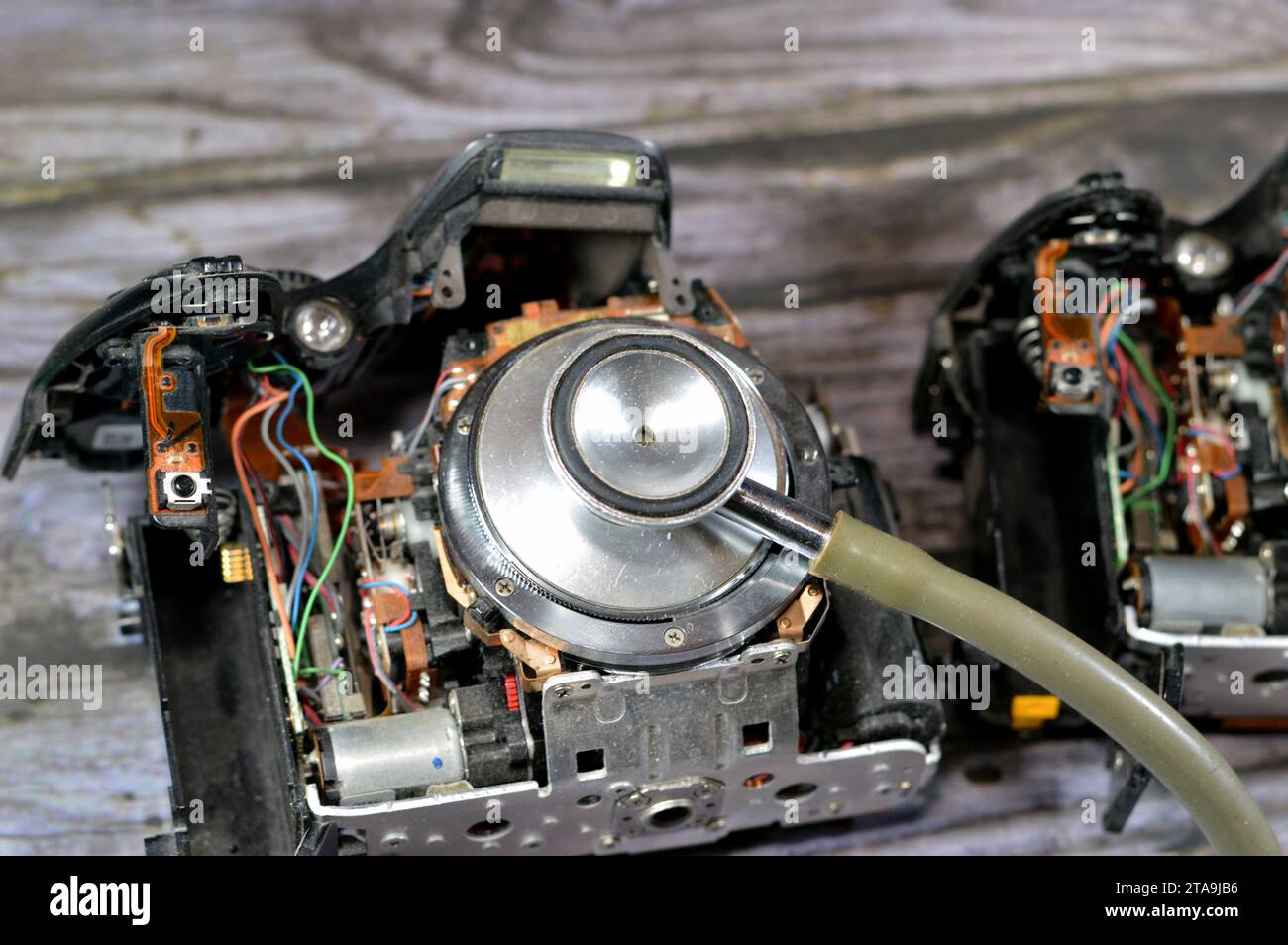 A medical stethoscope on a DSLR photographic and video digital camera ...