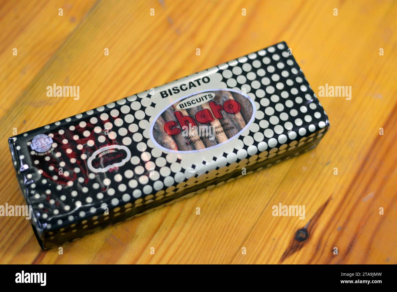 Cairo, Egypt, November 23 2023: Biscato chato English type chocolate ...
