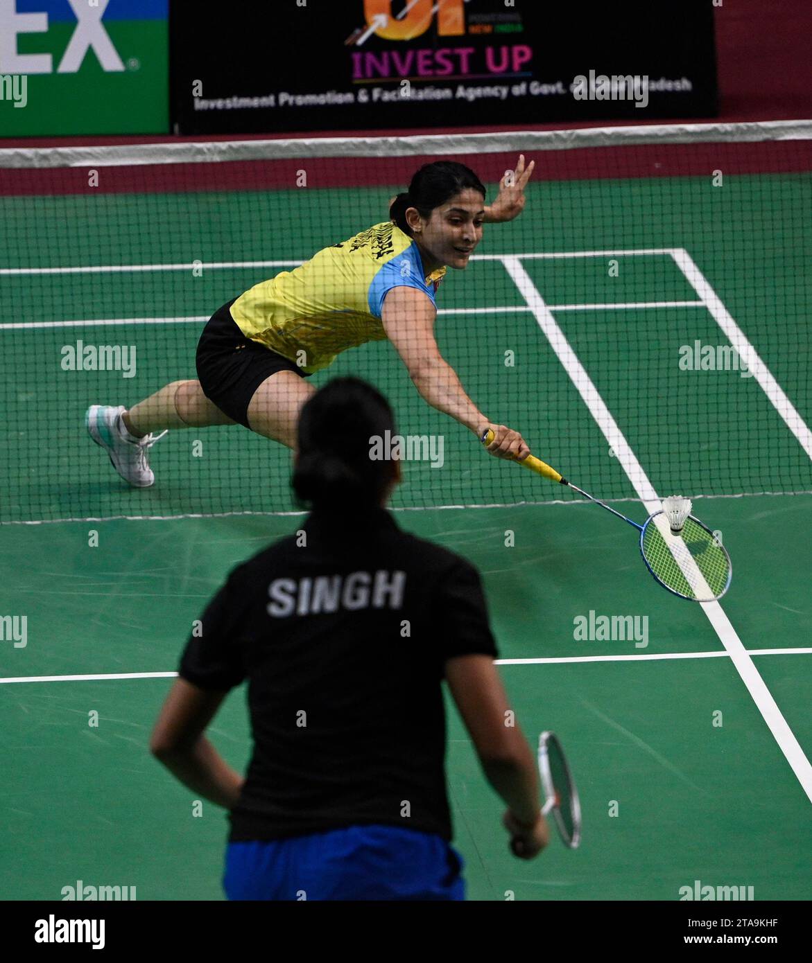Lucknow, India. 29th Nov, 2023. LUCKNOW, INDIA - NOVEMBER 29: Indian women shuttler Ashwini ...