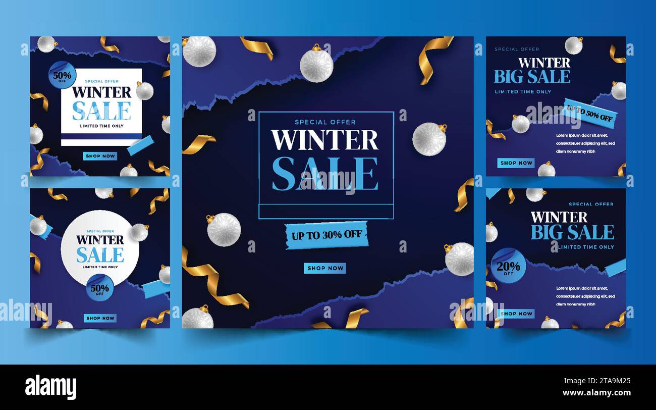 realistic winter sale banners collection design vector illustration ...