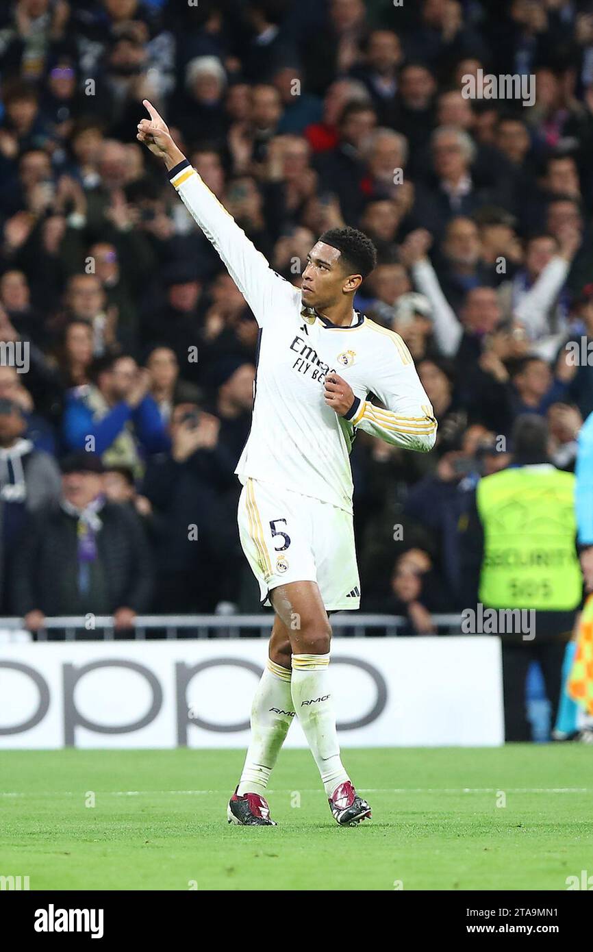 Madrid, Spain. 29th Nov, 2023. Real Madrid´s Bellingham reacts during ...