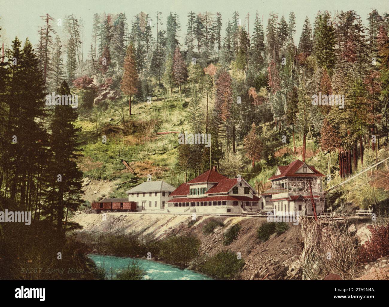 Spring House and Sacramento River, Shasta Springs, Dunsmuir, Siskiyou ...