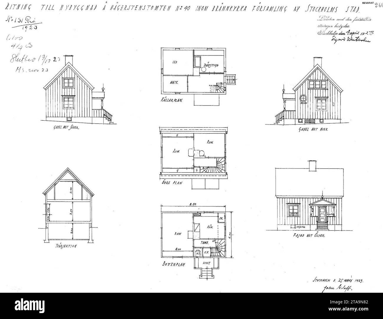 Villa Bensvarven, Hägersten, ritning Stock Photo - Alamy
