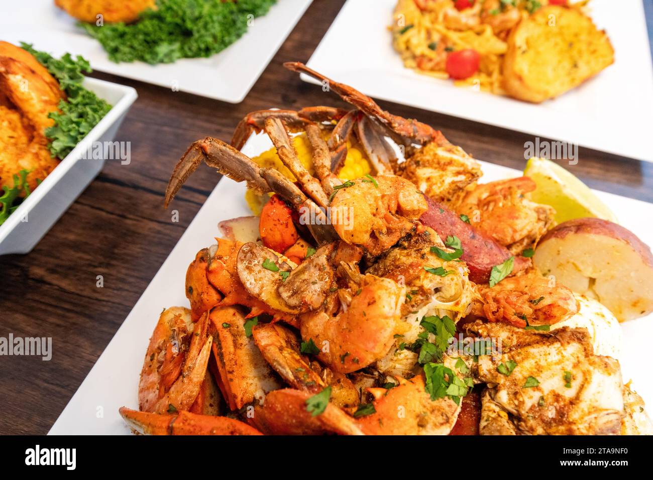 Fresh Full Seafood Boil Stock Photo - Alamy