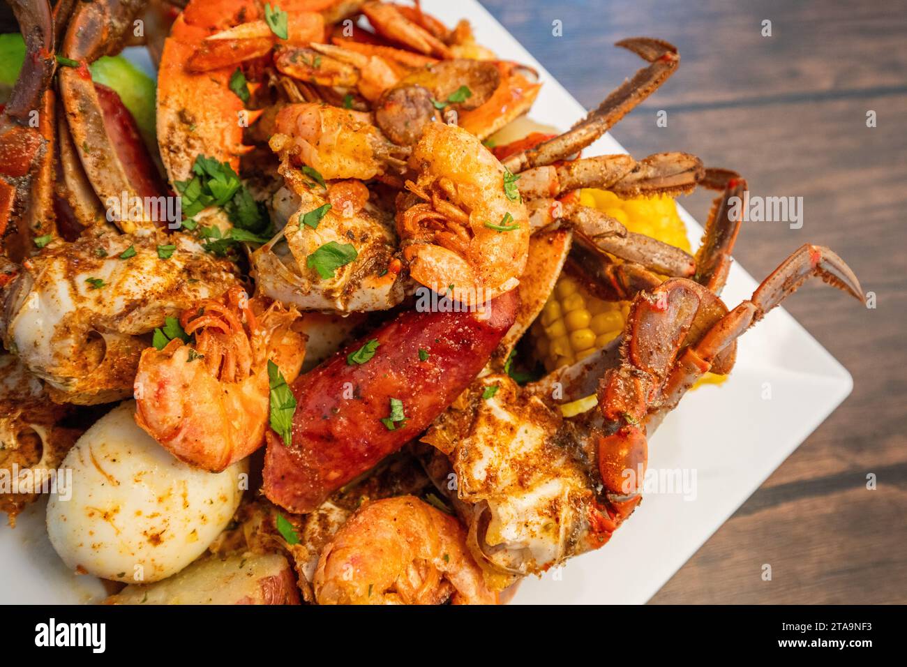 Fresh Full Seafood Boil Stock Photo - Alamy